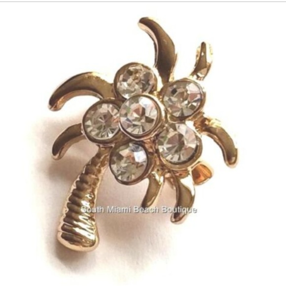 Jewelry | Gold Crystal Coconut Palm Tree Pin Brooch Island | Poshmark